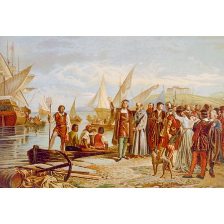 Christopher Columbus' Embarkation From The Port Of Palos History (36 x ...