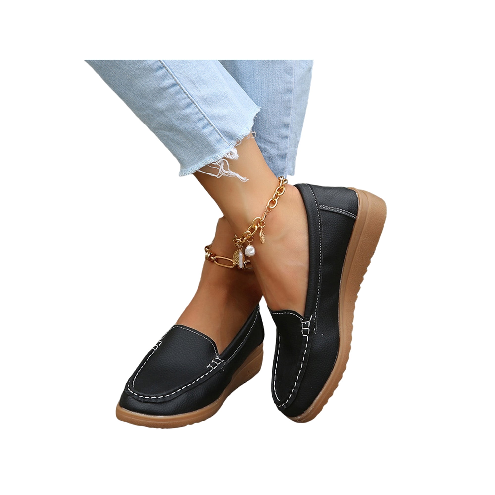 Click here for Woobling Women Loafers Low Top Flat Shoes Round To... prices