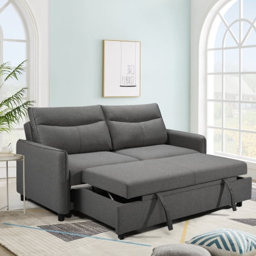 3 in 1 Queen Convertible Sofa Bed, 75" Sleeper Sofa, Futon Sofa Couch ...