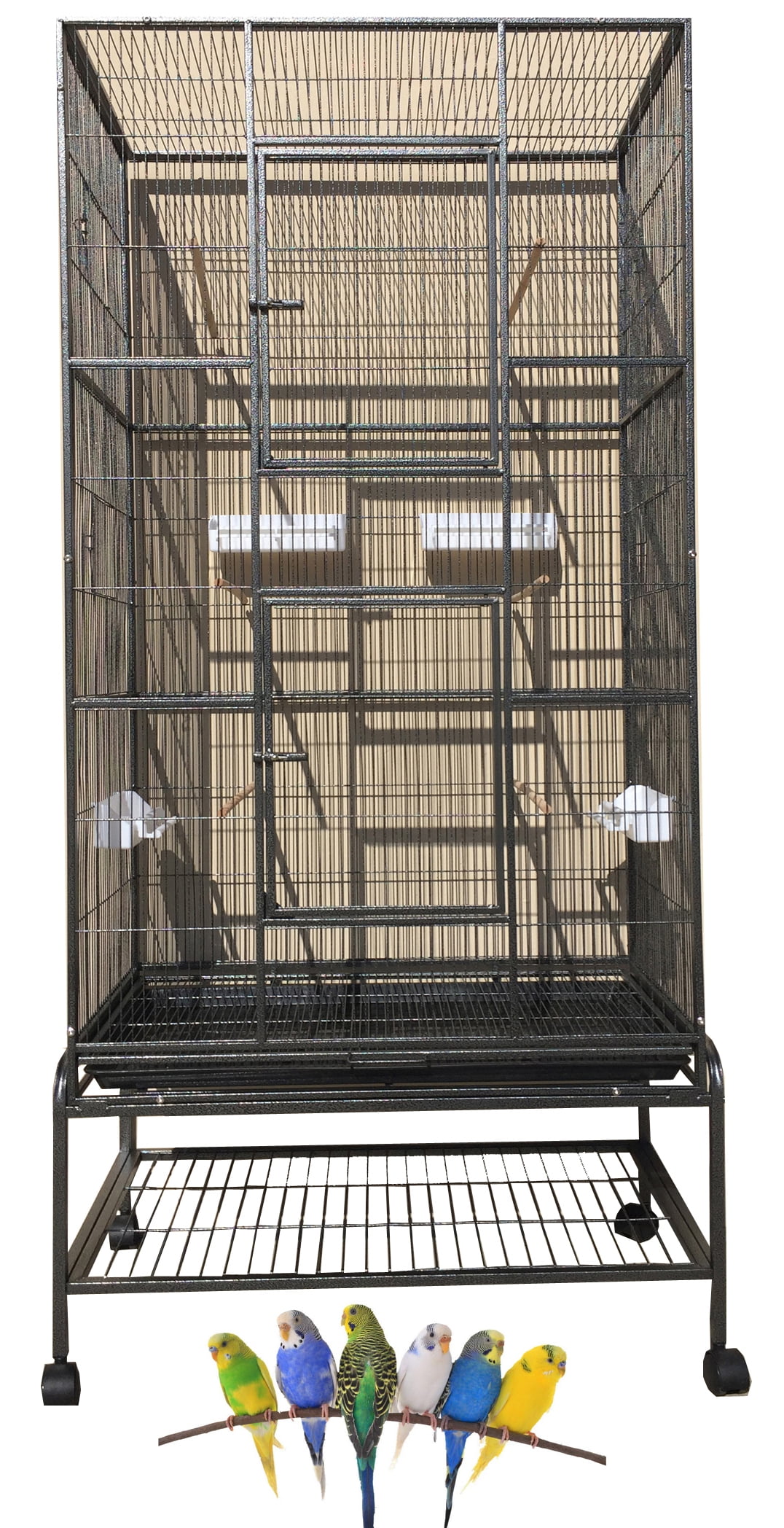 70" Rolling Extra Large Metal Bird Breeding Cage with Detachable Stand ...