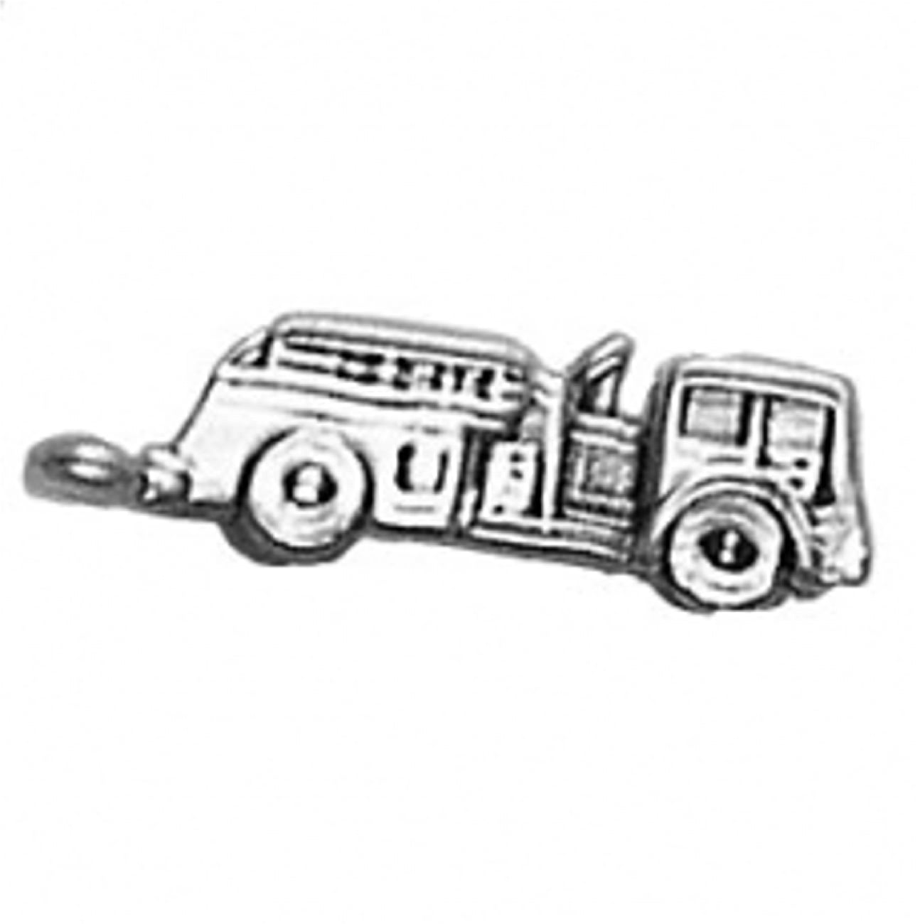 Sterling Silver 24" 1.2mm Box Chain 3D Fire Engine Pendant Necklace ...