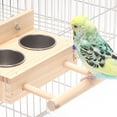 Parrots Cage Feeder Cups+ Perch Set Multifunction Bridge Perch Standing ...