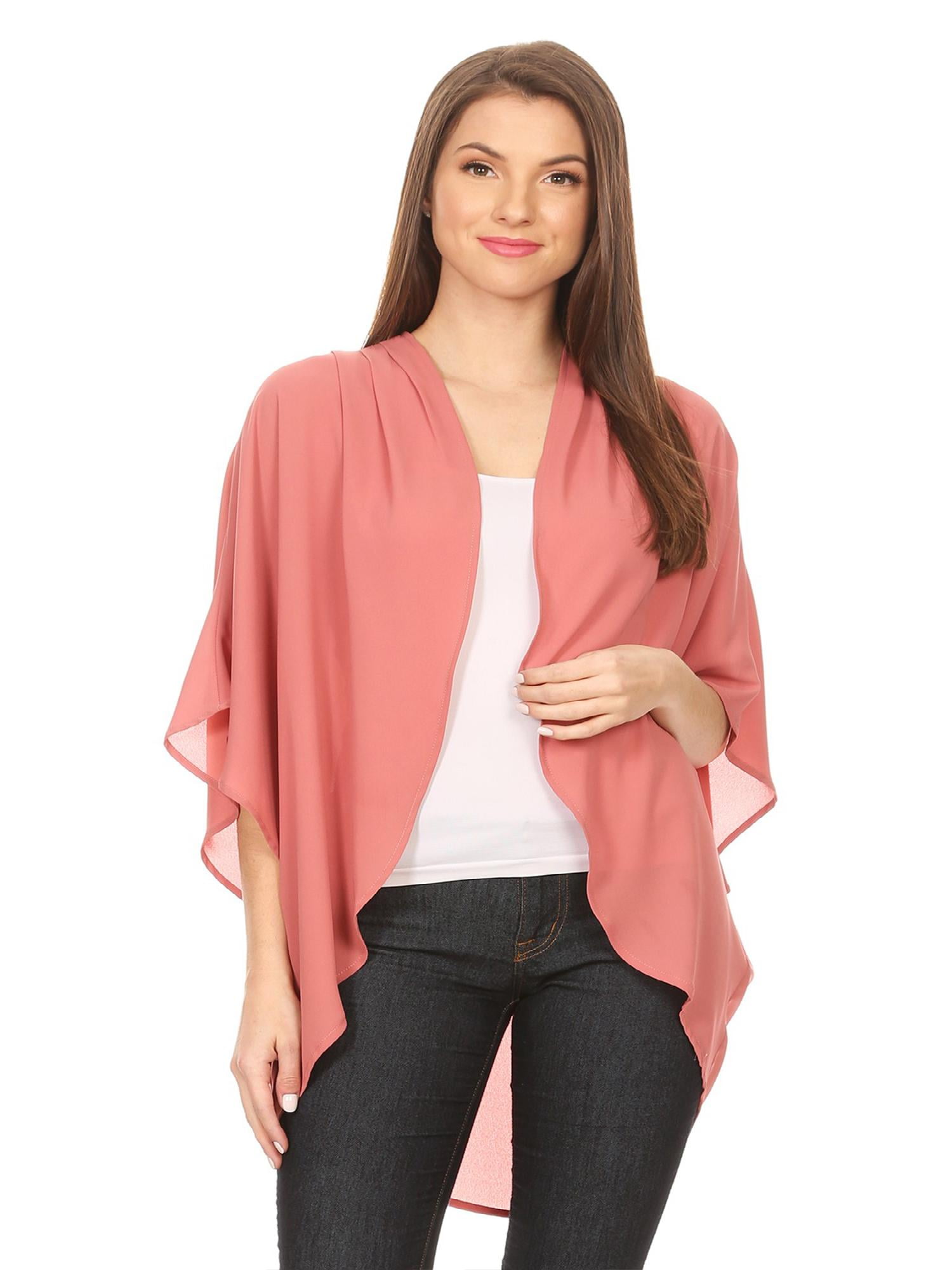 Moa Collection Womens Solid Casual Lightweight 3 4 Sleeve Loose Fit
