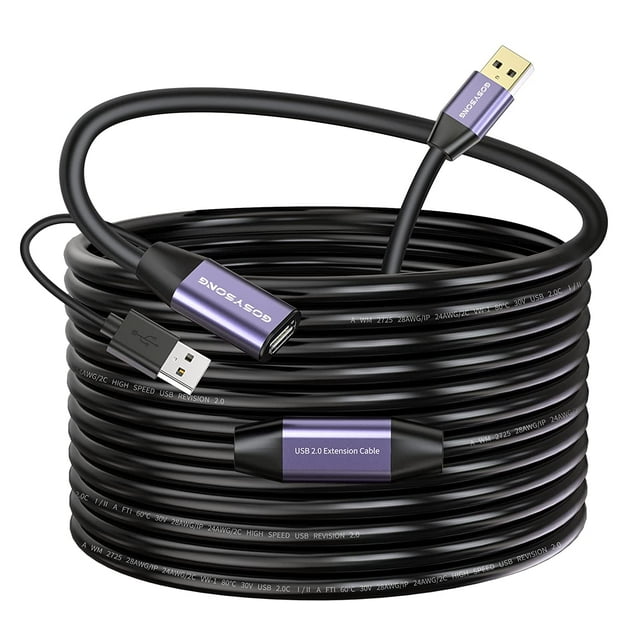 USB Extension Cable 60ft, USB 2.0 Type A Male to Female Active Repeater ...