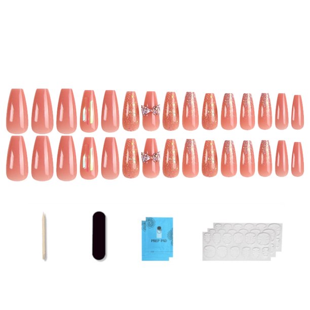 New hand-worn nail -30 long trapezoidal nail patches-7 pieces of nail ...