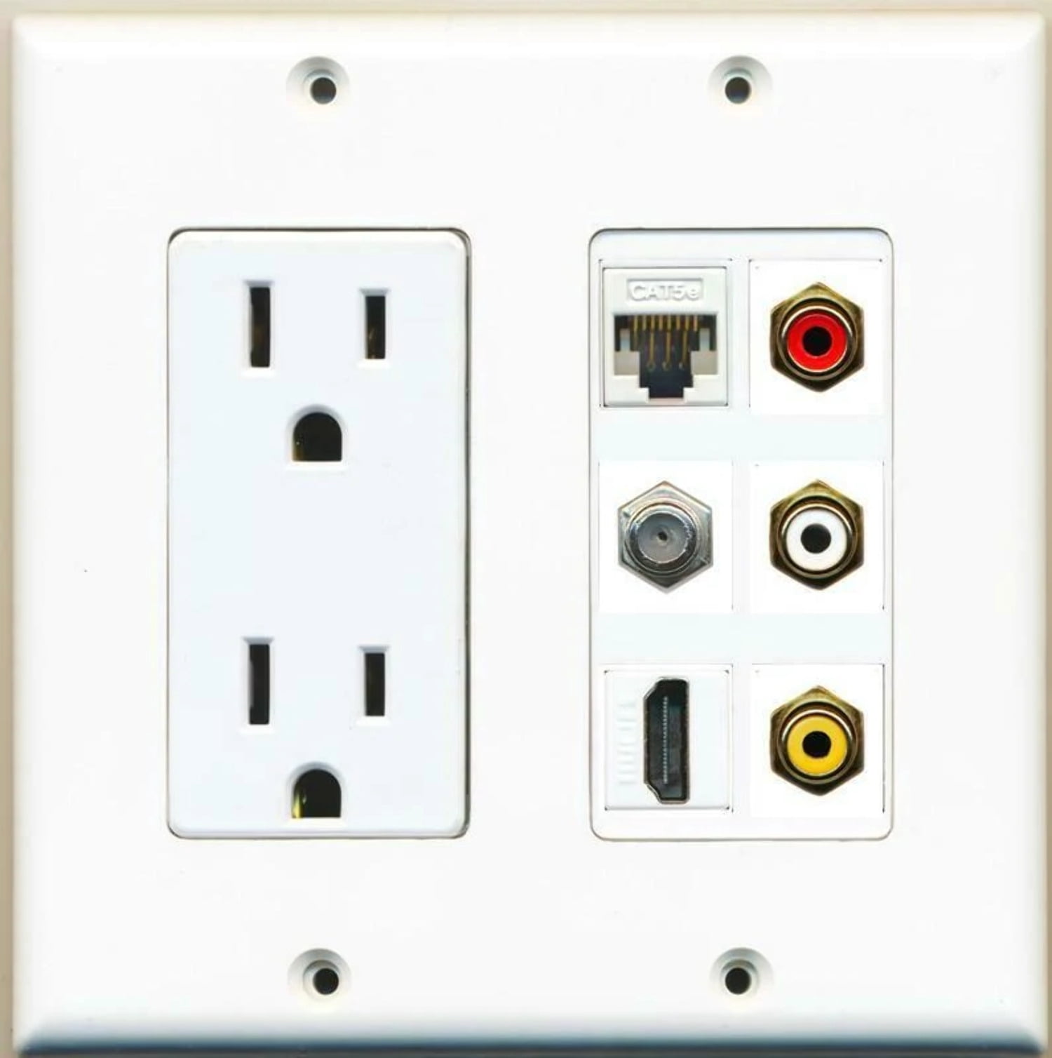 Ultra Spec Cables 15A Power Outlet 3 RCA Red/White/Yellow HDMI Cat5e ...