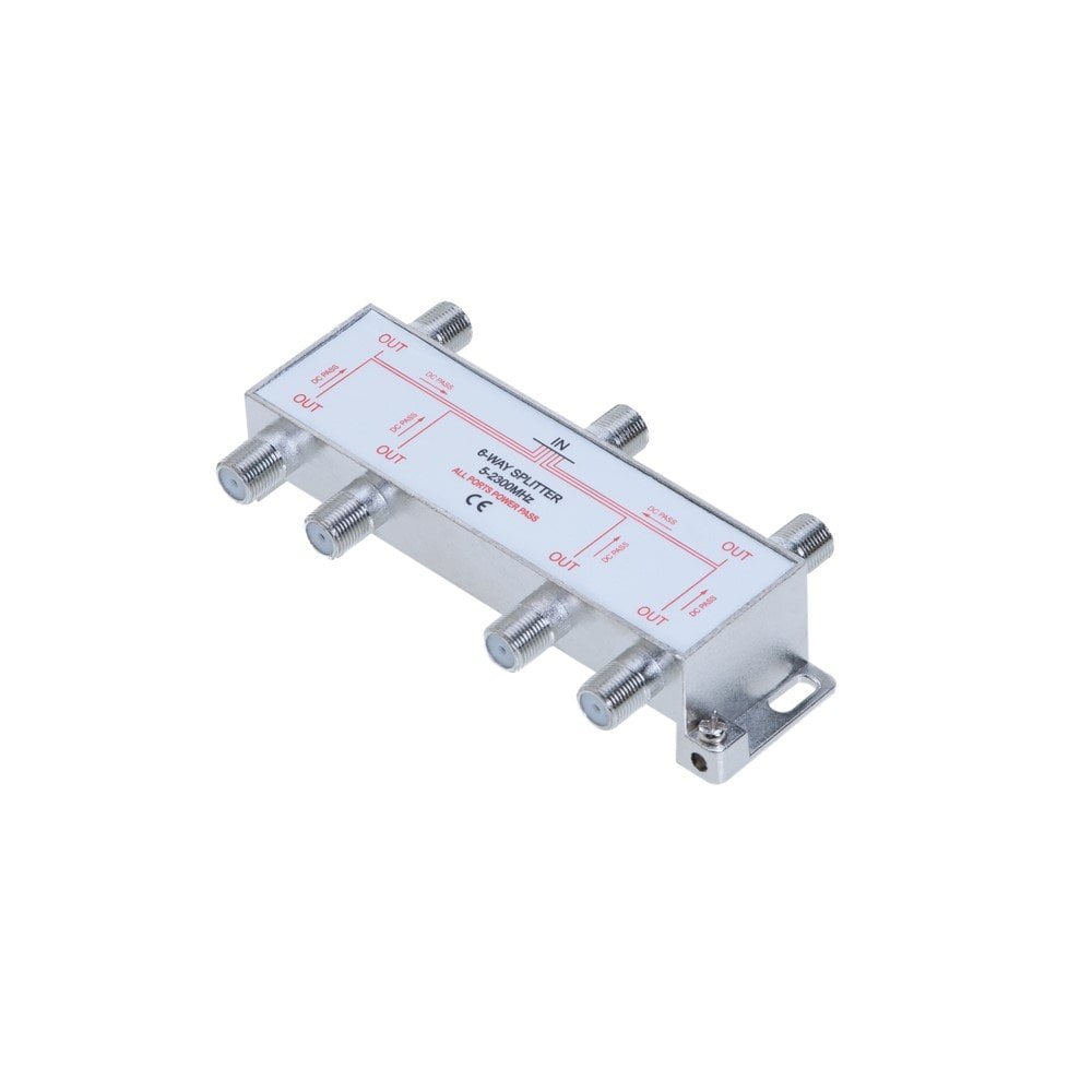 6 Way 5-2300 MHz Coaxial Splitter for RG6 RG59 Coax Cable Satellite ...