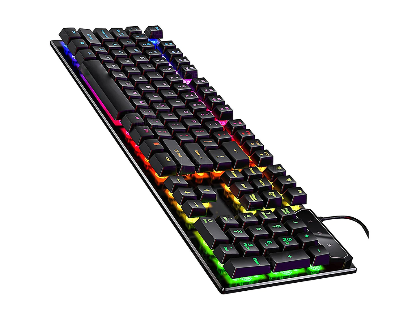 1 teclado mecánico para juegos con retroiluminación LED, teclado USB para juegos, placa de acero ...