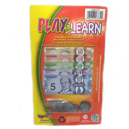 G5AP 332 - CANADIAN PLAY MONEY BILLS AND COINS SET 10 BILLS AND 6 COINS ...