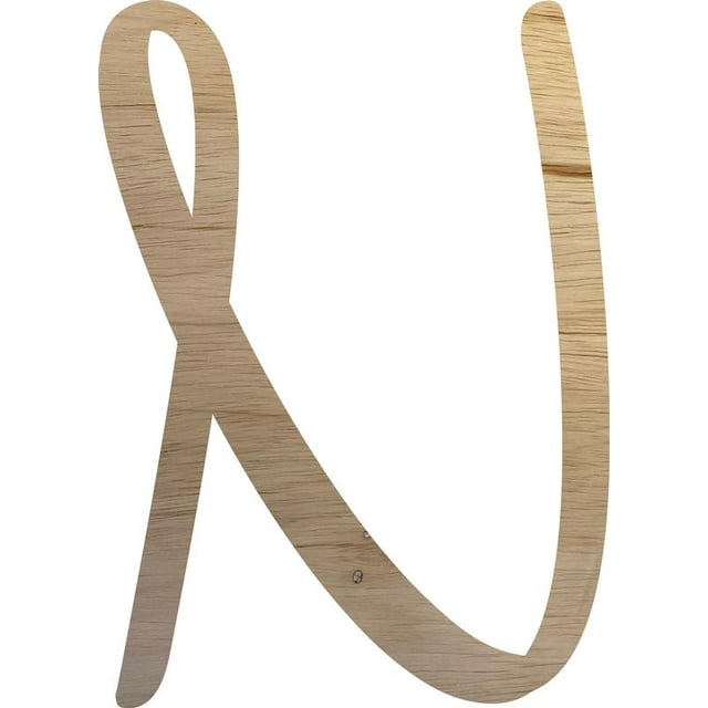 Unfinished Wooden Cursive Letter N, Real Wood Material 18'' Tall ...