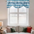 Blue Navy Wood Striped Tie Up Valance Curtains Nautical Starfish Coral ...