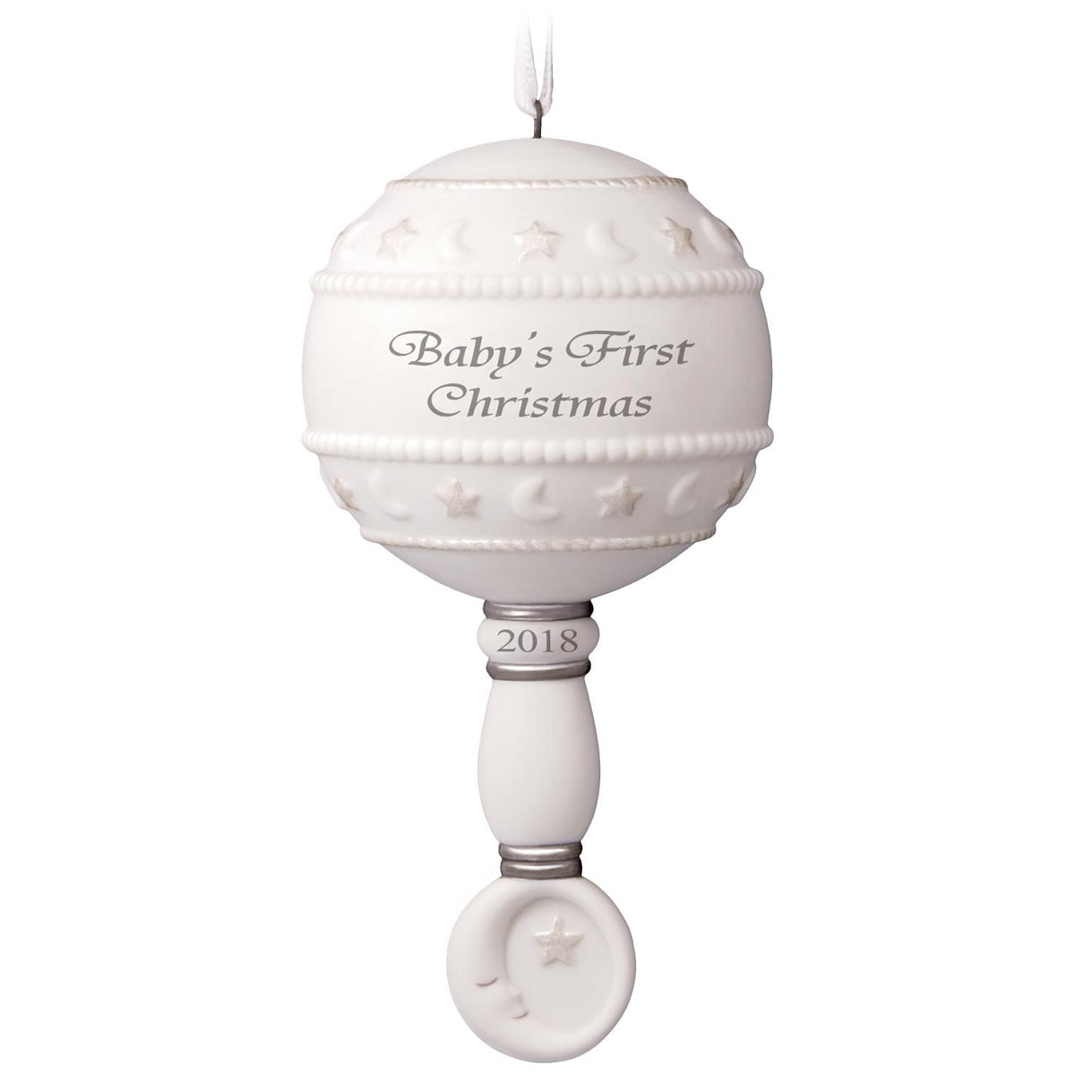 Hallmark Keepsake Baby's First Christmas Rattle 2018 Porcelain Ornament ...