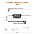 VANTRUE 10ft Type C USB OBD Hardwire Power Cable with LED Screen, 3 ...