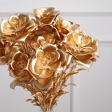 Efavormart 2 Pack | 17" Metallic Gold Artificial Rose Bloomed Flower ...