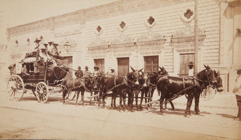 Mule-Drawn Mud Wagon Stagecoach With Armed Guards, Chihuahua, Mexico ...