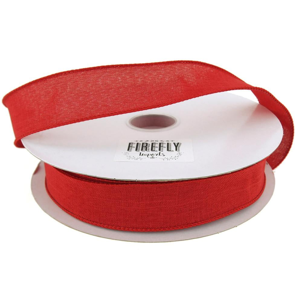 Linen Fabric Ribbon Wired Edge, 1-1/2-Inch, 50 Yards, Red - Walmart.com
