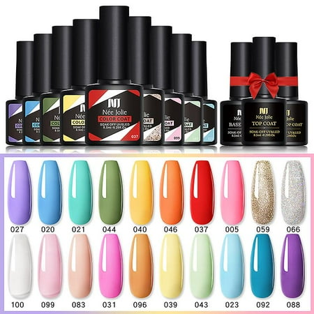 Gel Nail Polish Set, 20 Pcs Neon Color Gel Polish Kit With Base Gel ...