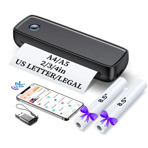 Portable Thermal Printer for Travel, Wireless Bluetooth Inkless Mini ...