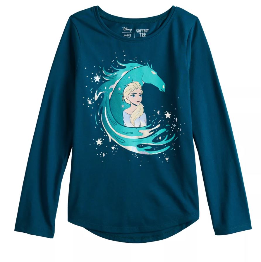 Disney Frozen Anna Elsa Tee for Girls Flutter Tee Long Sleeve Tee White ...