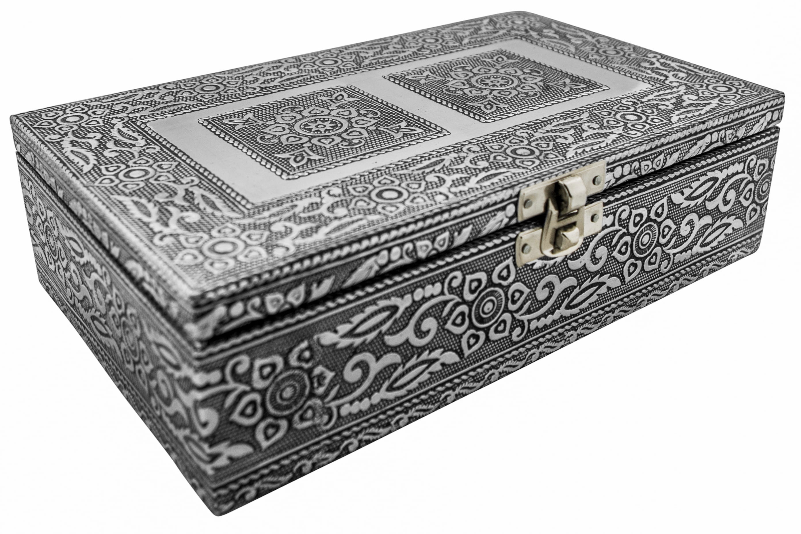 Elegant Jewelry Box with Metal Cladding and Soft Fabric Interior ...