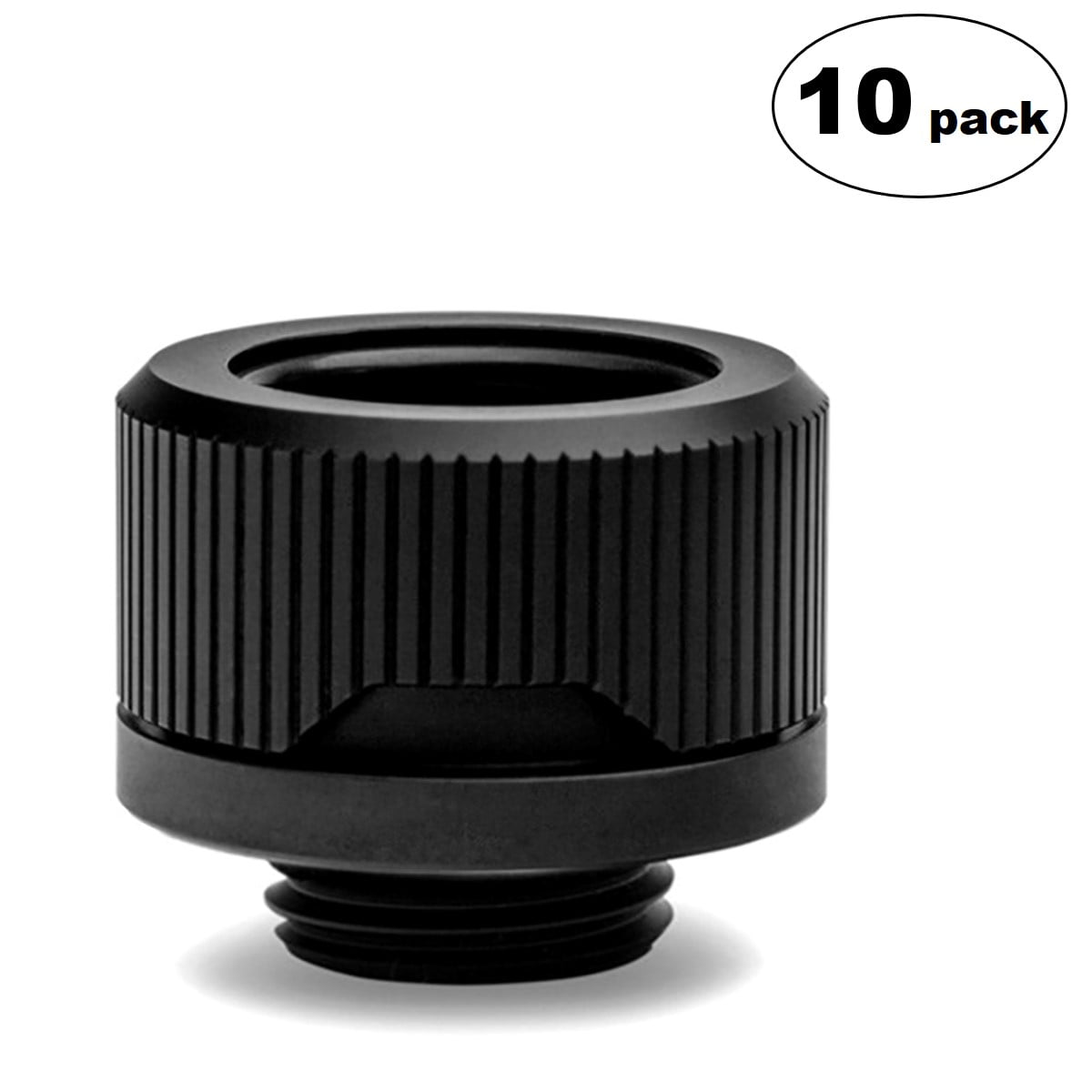 EKWB EK-Quantum Torque HDC-16 Compression Fitting for EKWB Rigid Tubing, 16mm OD, Black, 10-pack ...