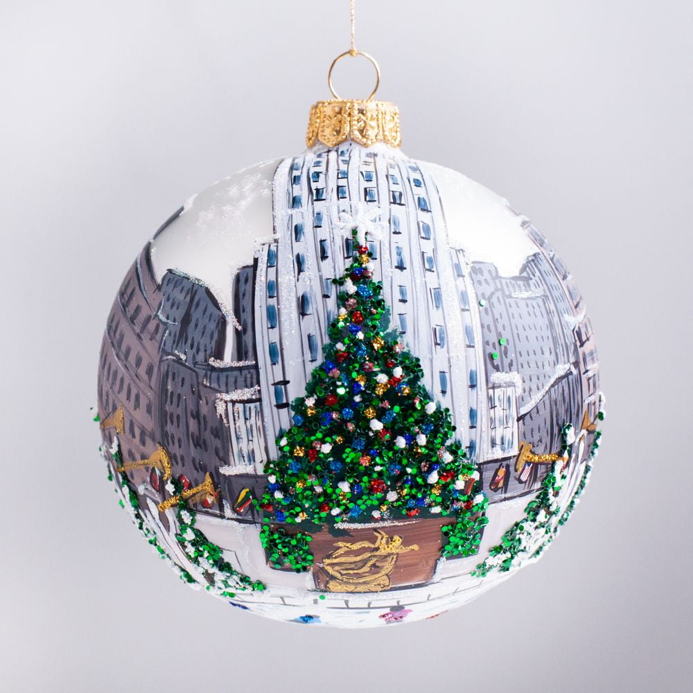 Rockefeller Center NYC Tree Ball Polish Glass Christmas Ornament ...