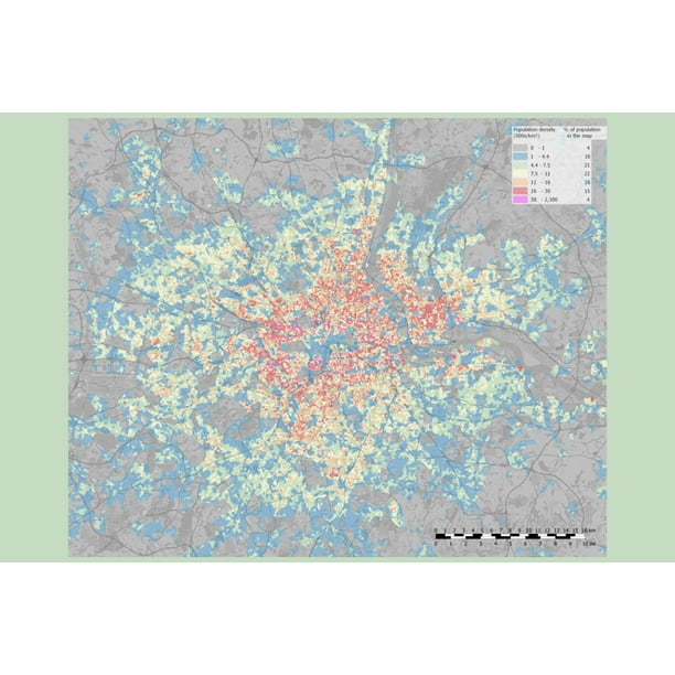 24x36 gallery poster, Population density map - Walmart.com