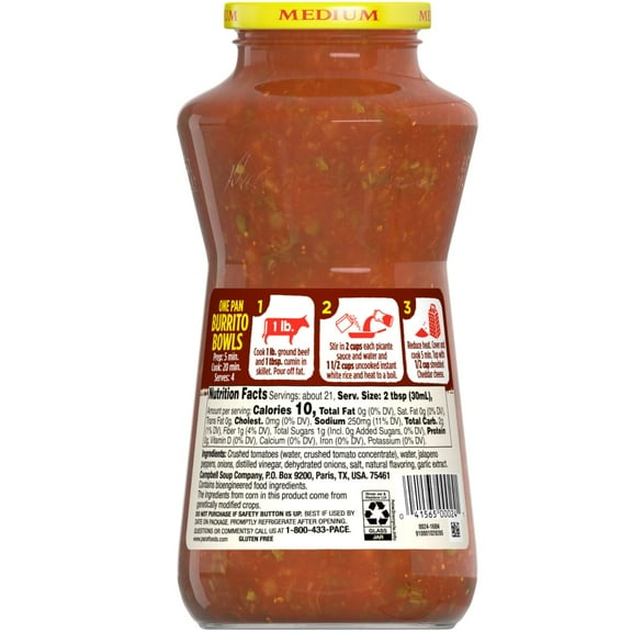Pace Medium Picante Sauce, 38 oz, Tomatoes, Onions, Jalapeños - Walmart.com