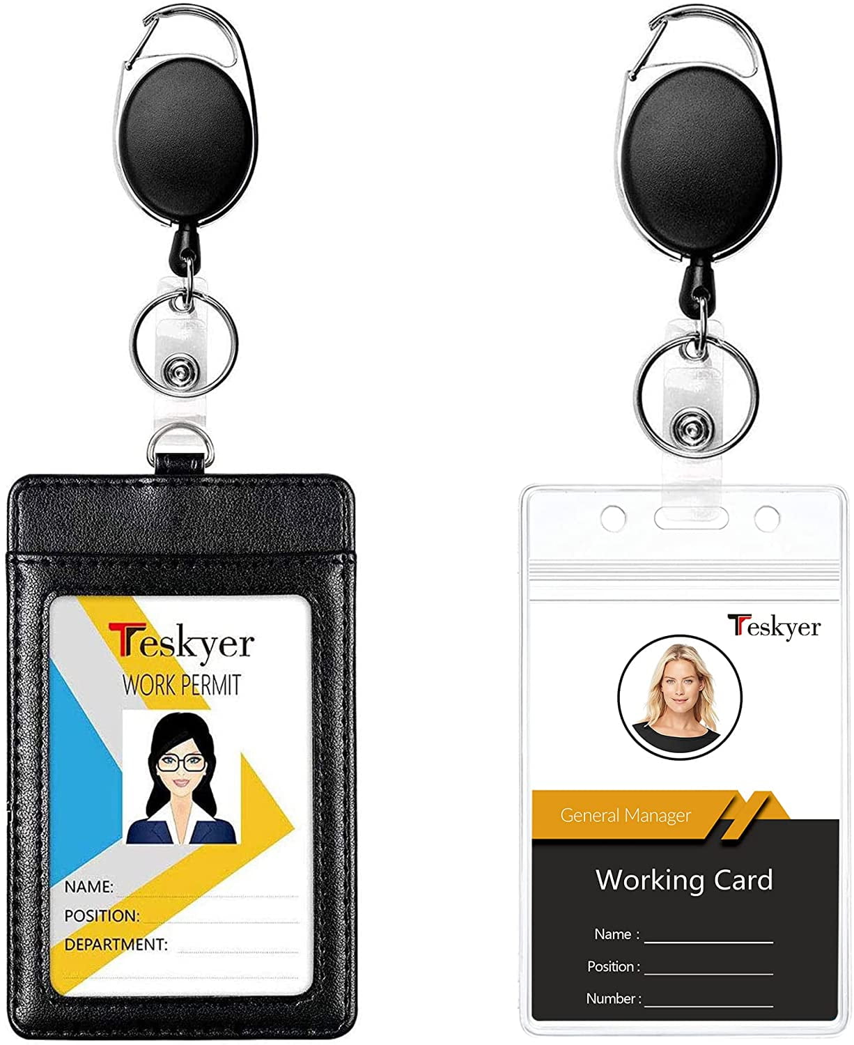 2 Pack Heavy Duty Metal Retractable Badge Holder Reel with Belt Clip ...