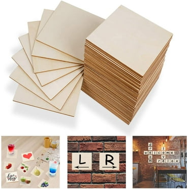 60 Pack Small Unfinished Wood Pieces 3x3 Inch, Blank Wooden Squares for ...