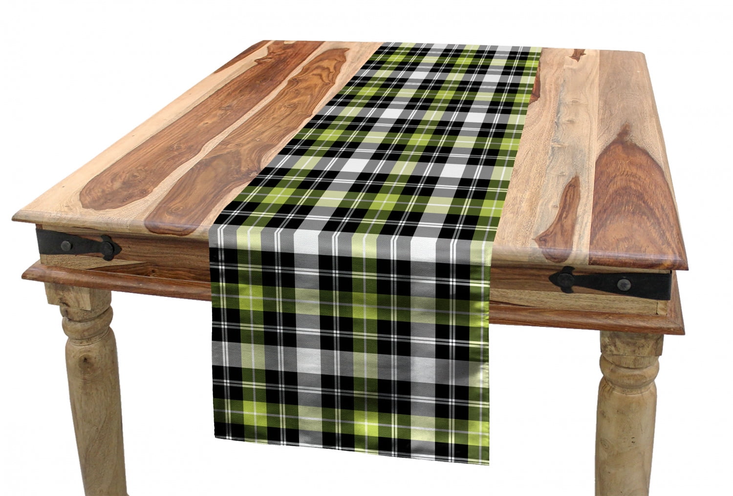 Abstract Table Runner, Square Shaped Horizontal and Vertical Lines ...