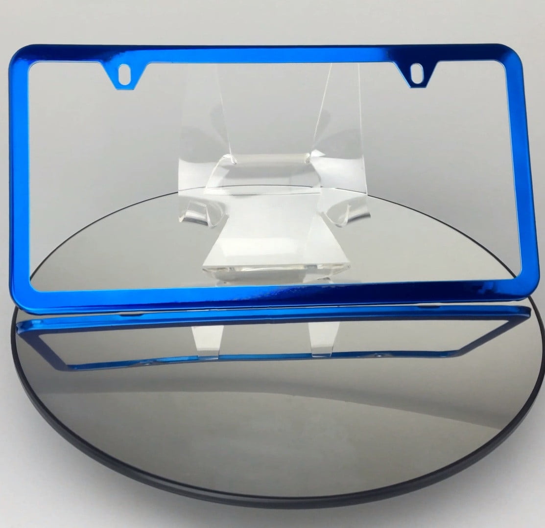 Slim 2 Holes Style Powder Coated Candy Blue Stainless Steel License ...