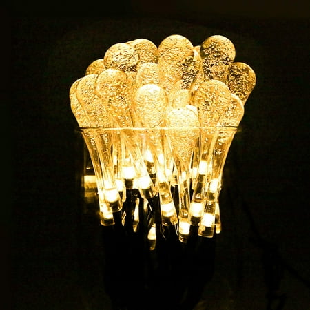 Solar Outdoor String Lights, 39FT 100 LED Teardrop Lights Outdoor ...