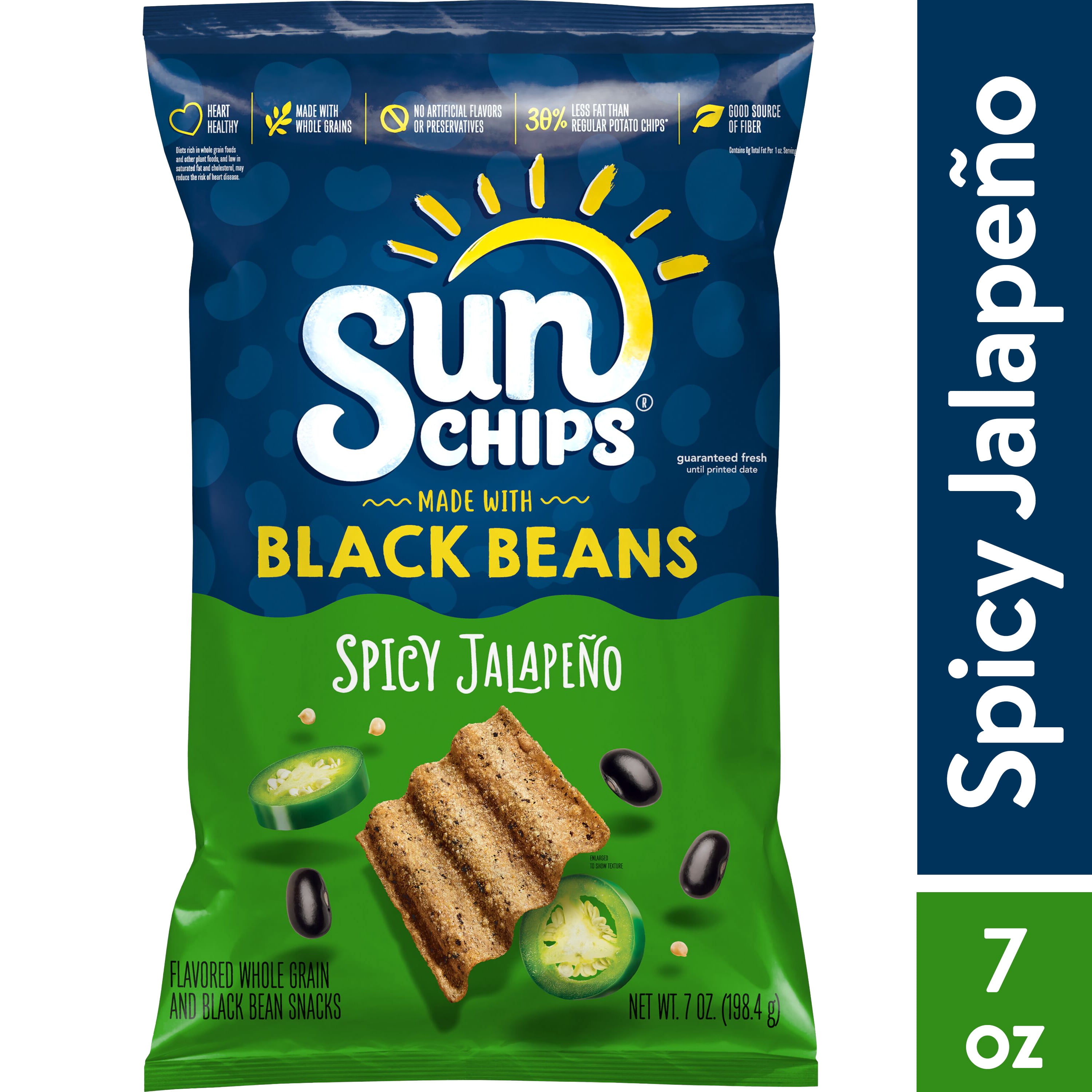 SunChips Whole Grain Snacks, Black Bean Spicy Jalapeno, 7 oz - Walmart.com