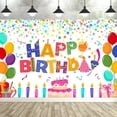 Black and colorful balloons, birthday cake theme background cloth ...