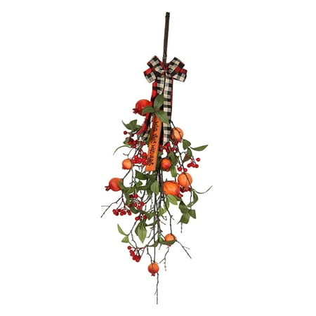 Pomegranate Teardrop Swag Door Wreath Red Fruit Hanging Tree Branches ...