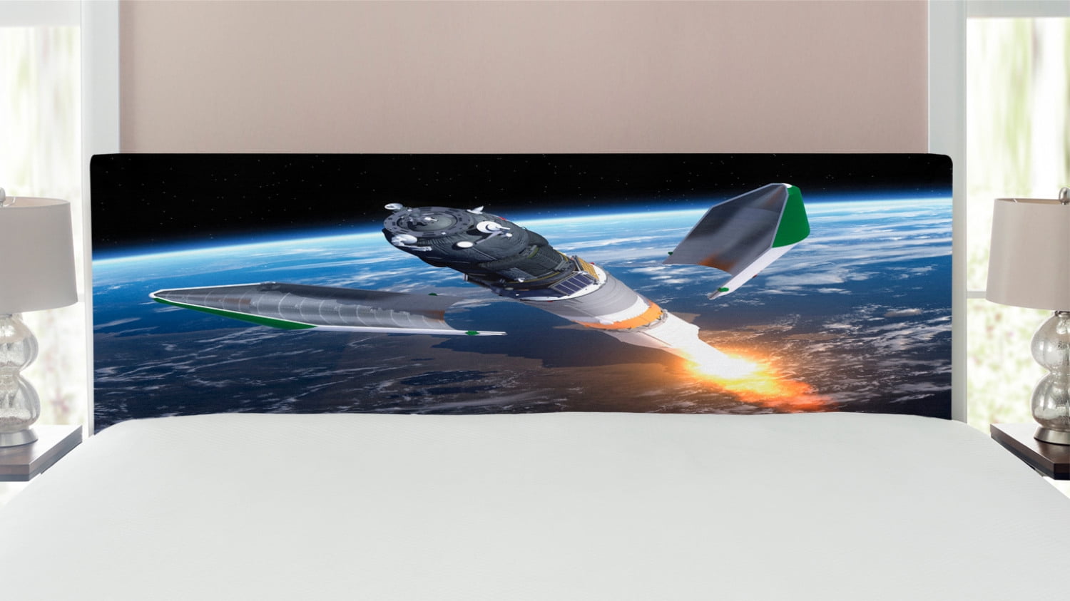Outer Space Headboard, Launch of Cargo Spacecraft in Progress Rocket ...