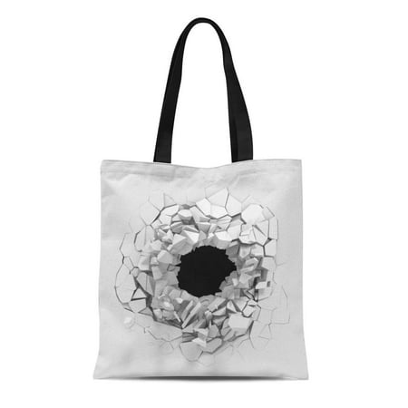 HATIART Canvas Tote Bag Crack Explosion Broken White Wall Cracked Hole ...