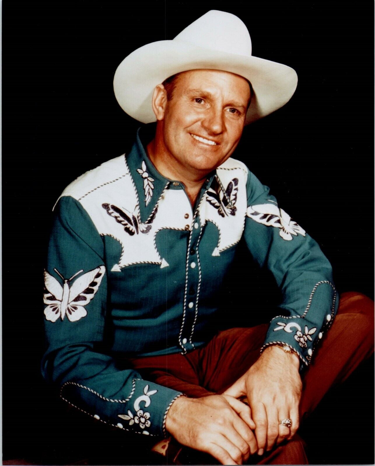 Gene Autry The Singing Cowboy great pose seated smiling 8x10 inch photo ...