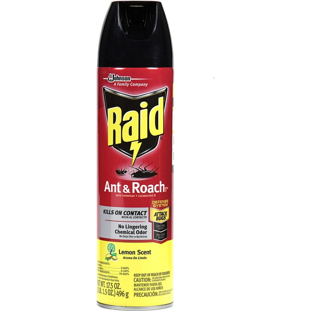 Raid Ant & Roach Killer Aerosol, Lemon Scent 17.50 oz (Pack of 2 ...