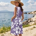Binienty Crewneck Dress with Purple Floral Pattern, Sleeveless Tiered ...