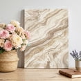 Abstract Lines Canvas Wall Art for Living Room, Granite Brown Marble ...