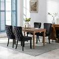 Oduse Daily 6 Piece Set Black Velvet Dining Chairs Tufted Nailheads