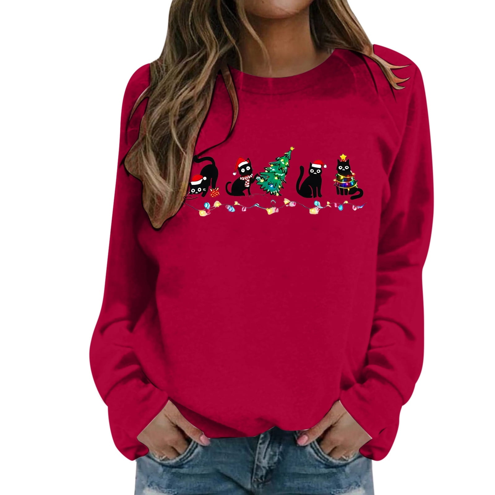 Click here for Huaizzzy Cat Print Long Sleeve Casual Sweatshirt S... prices