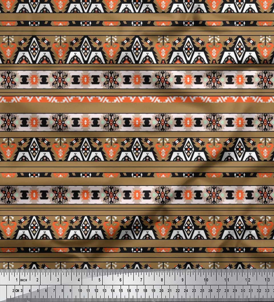 Soimoi Modal Satin Fabric Aztec Southwestern Print Fabric by The Yard ...
