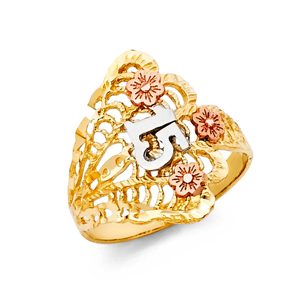 FB Jewels 14K Yellow White and Rose Three Color Gold Fifteen 15 Years ...