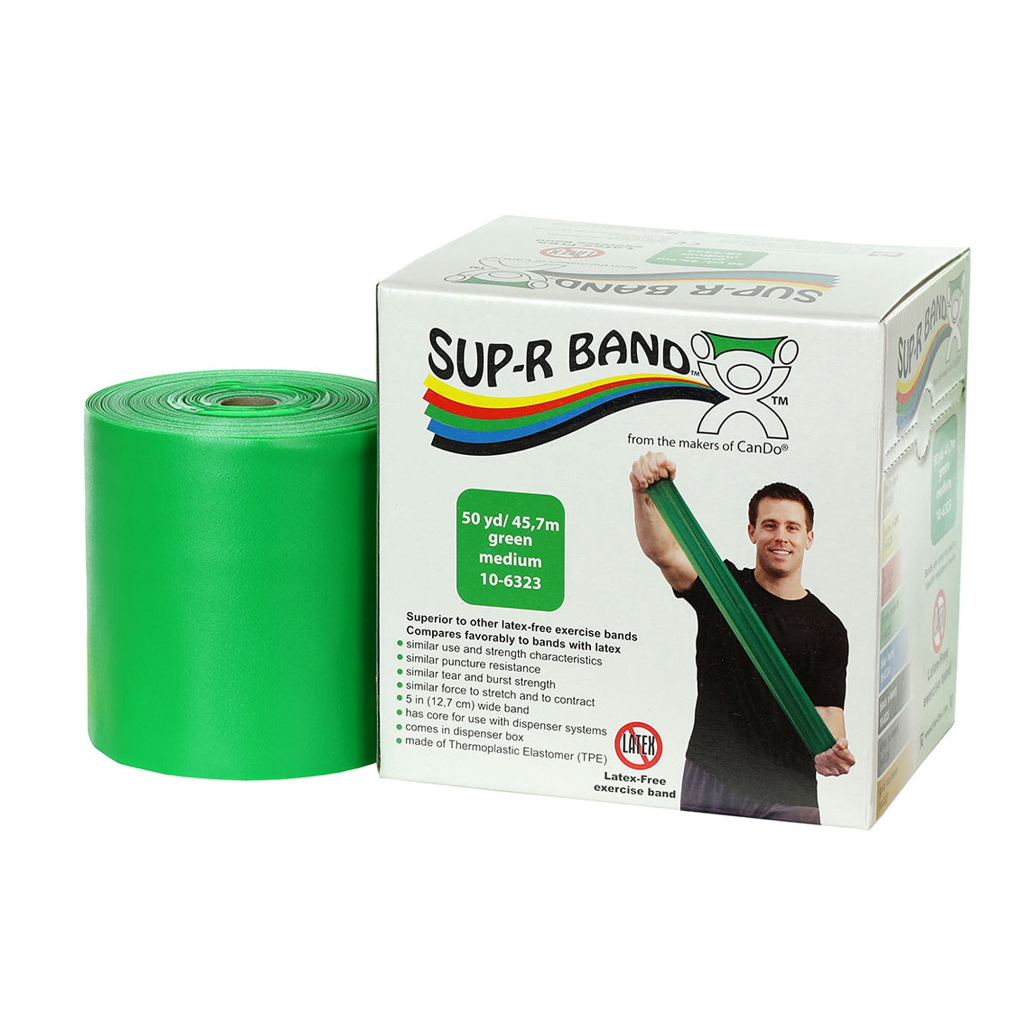 Sup-R Band Exercise Resistance Band, Green 5 Inch X 50 Yard Medium ...