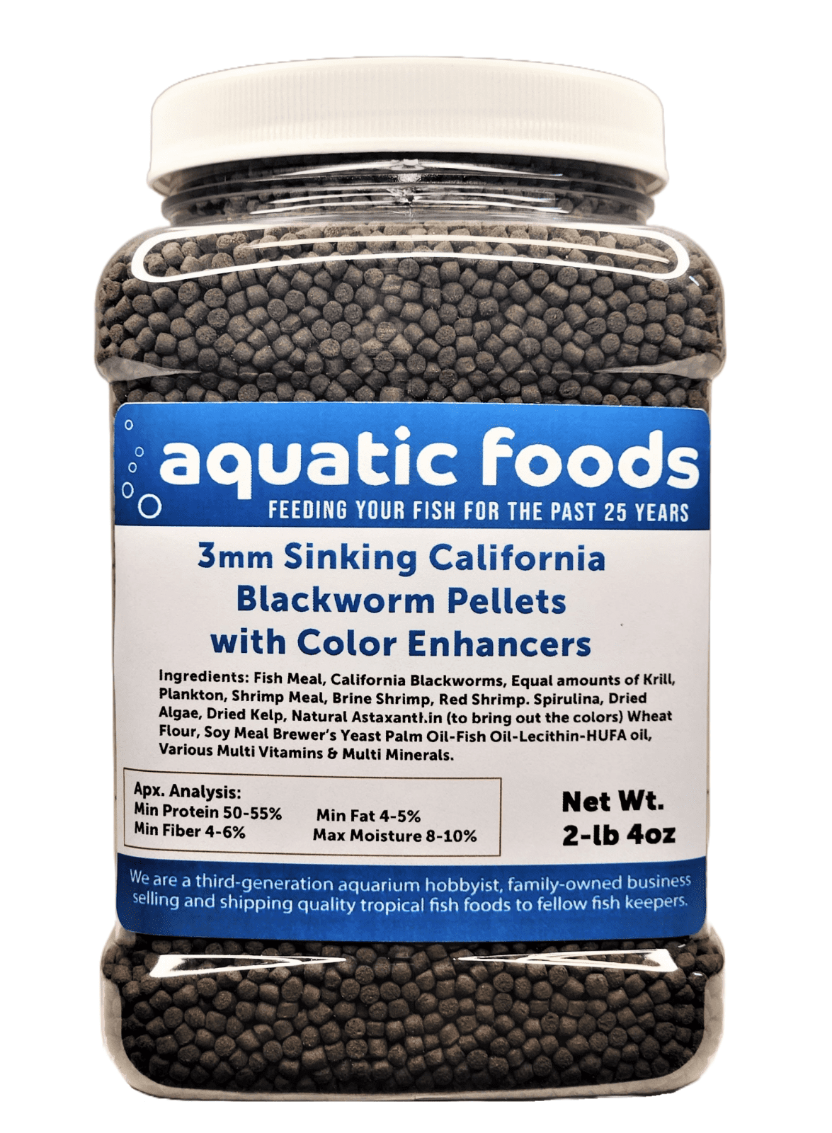 3mm Sinking Blackworm Pellets with Color Enhancers & Vitamins for ...