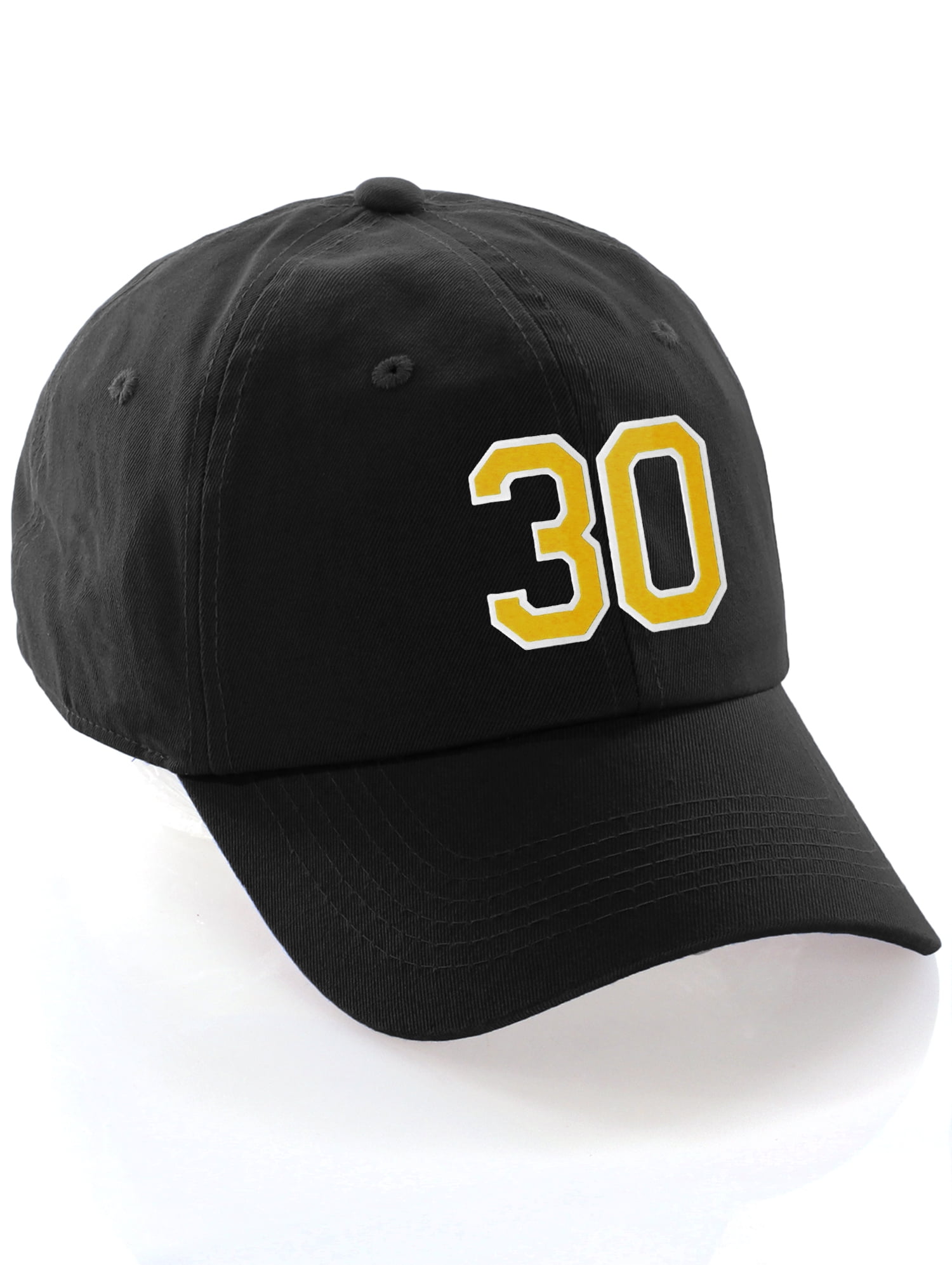 Customized Number Hat 00 to 99 Team Colors Baseball Cap, Black Hat ...
