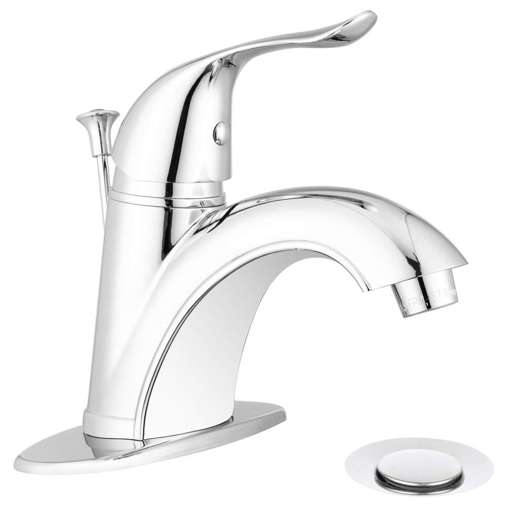 Pacific Bay Quincy Single Lever Arc Spout Bathroom Faucet with Pop up ...